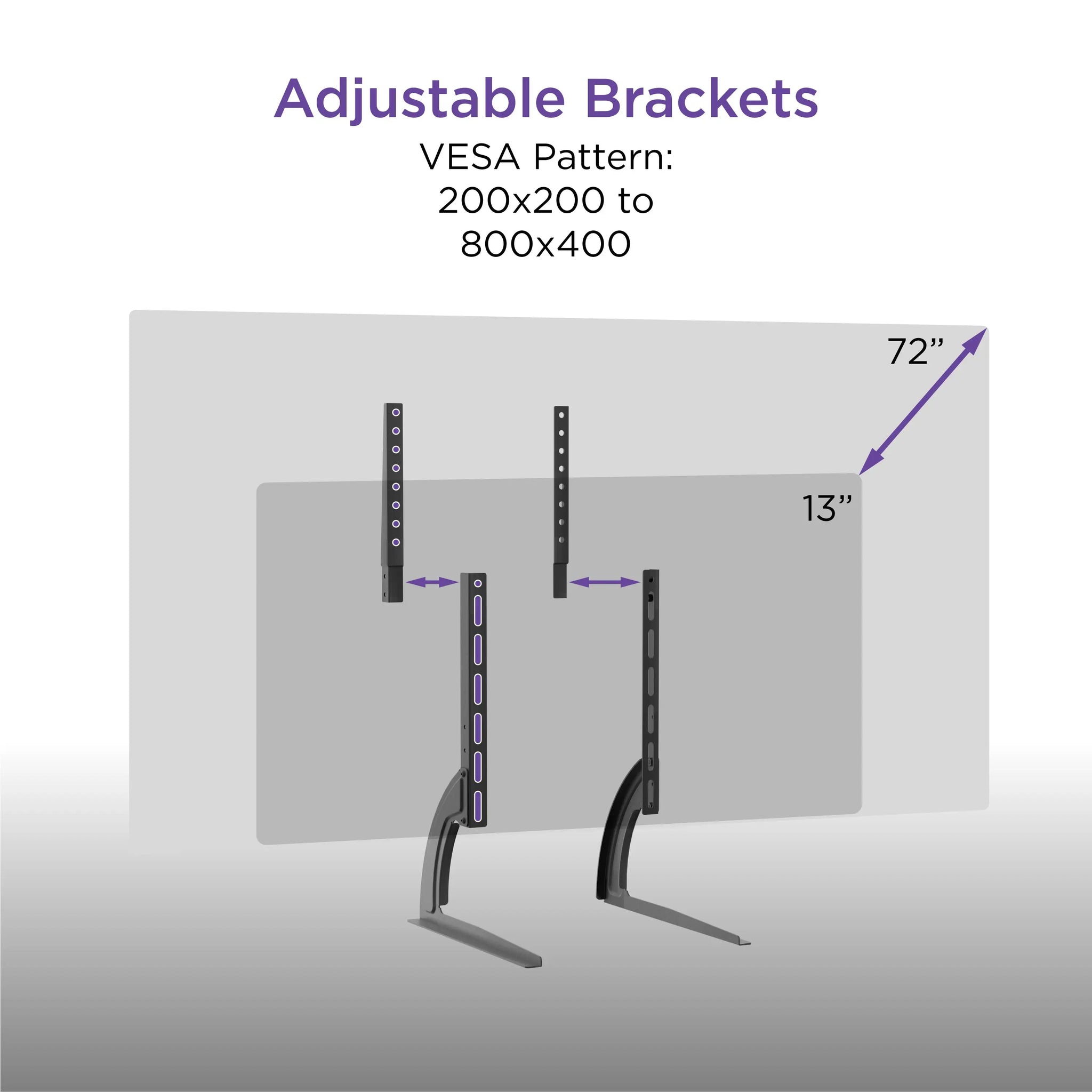ProMounts Tabletop TV Stand Mount Height Adjustable Brackets for Displ