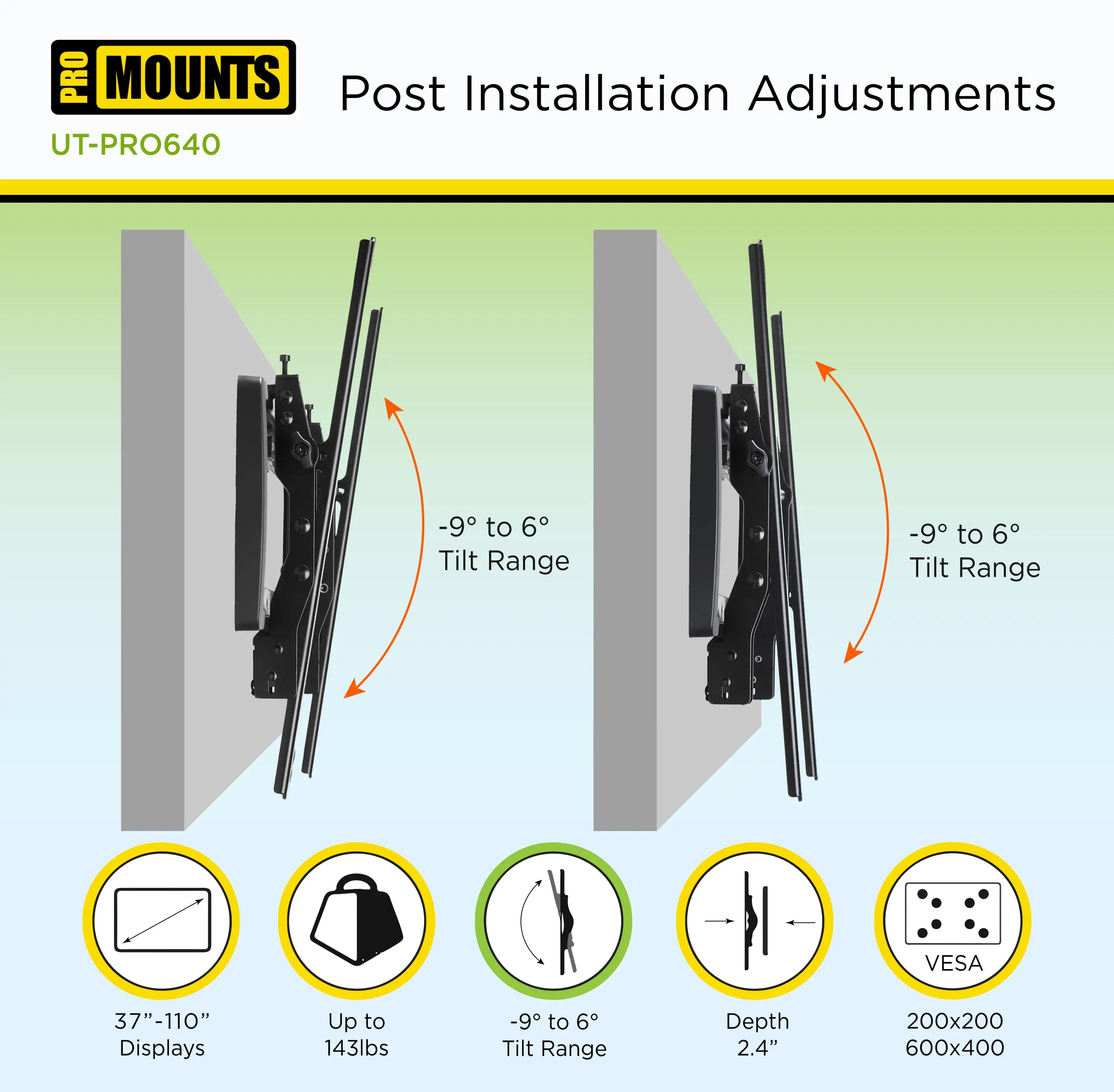 ProMounts Tilting TV Wall Mount for 37" to 110" TVs Up to 143lbs